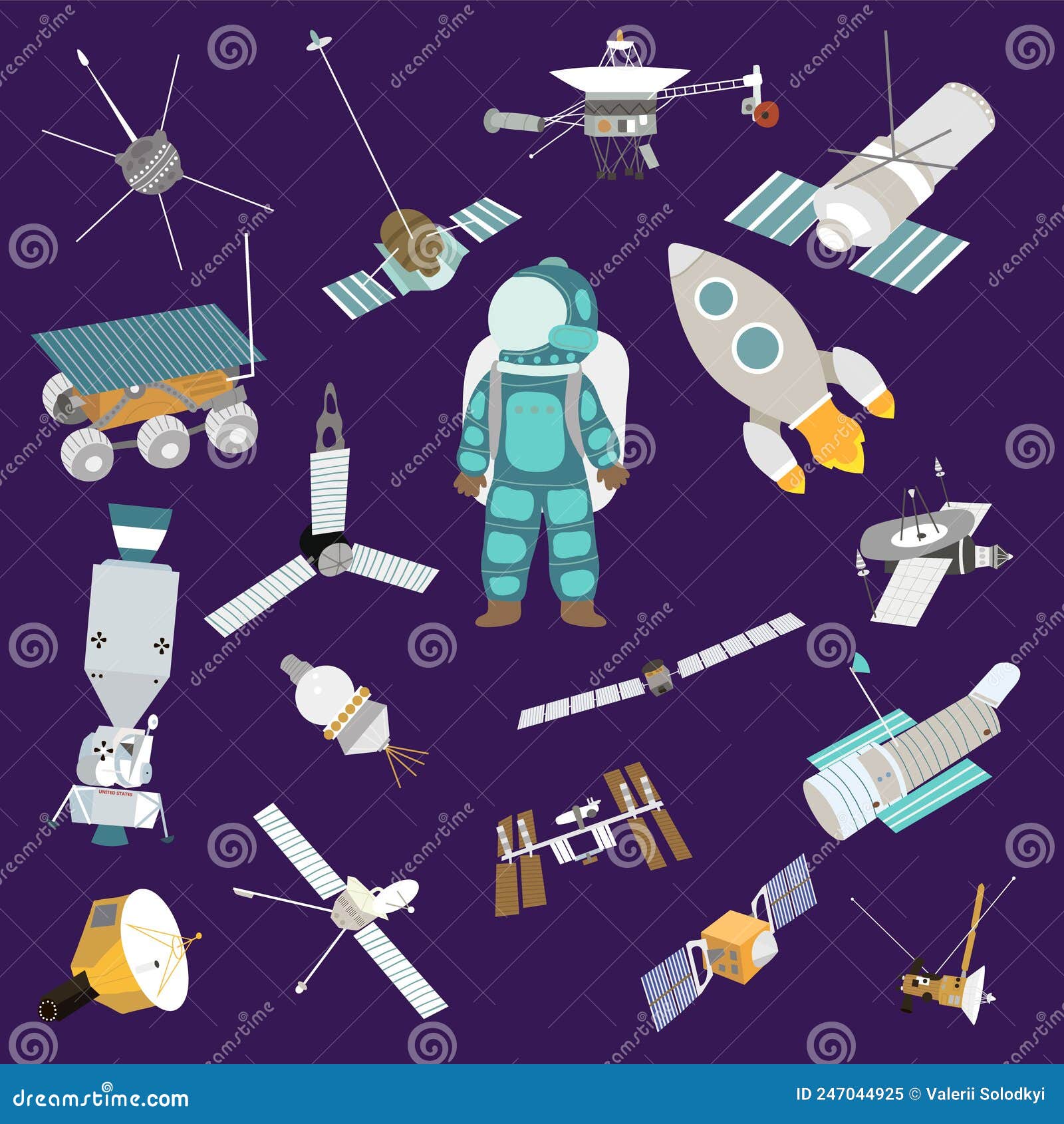 Space Icon Set. Colorful Set of Isolated Objects Stock Vector ...