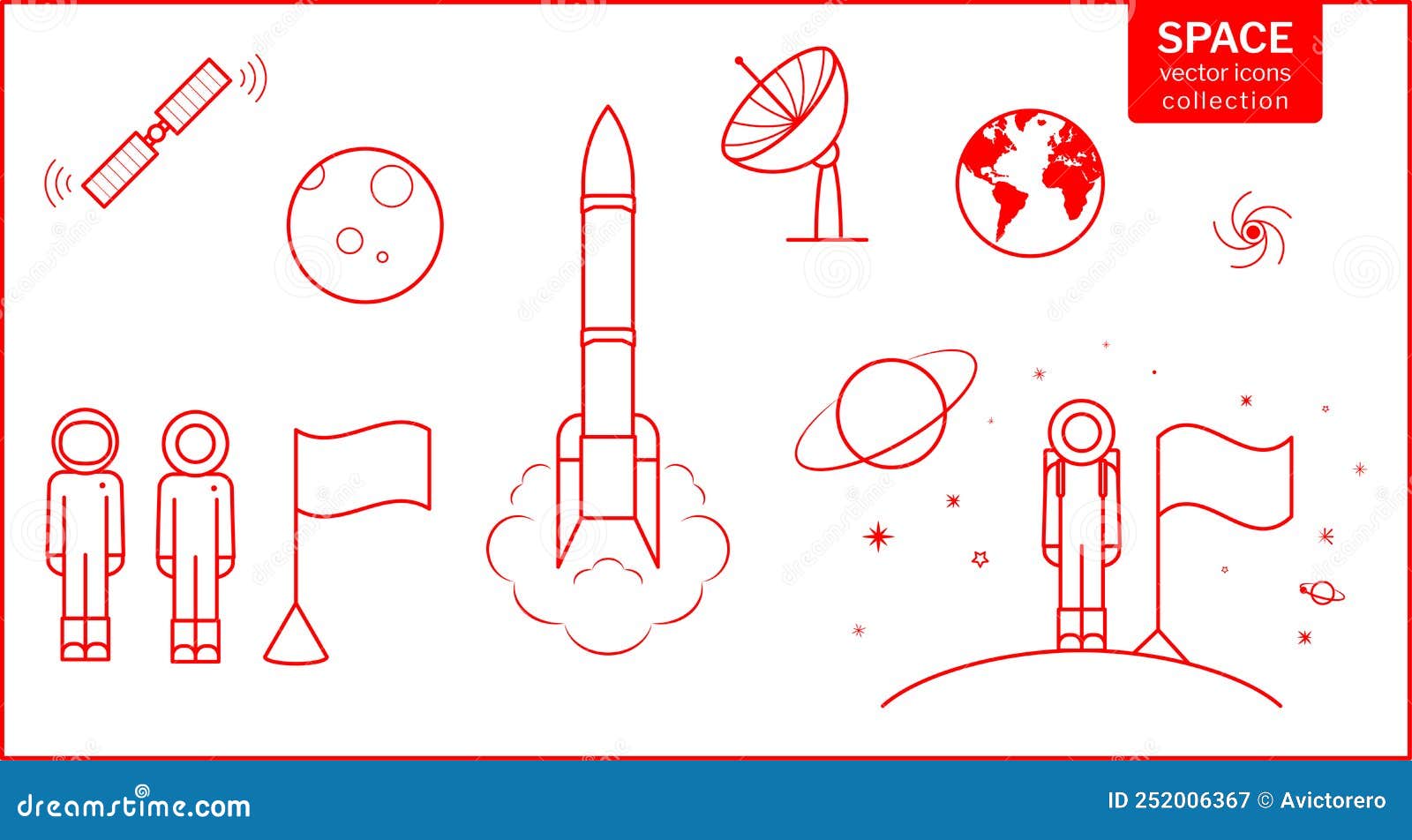 Space Icon Set. Outline Style Cosmos Collection Stock Vector ...