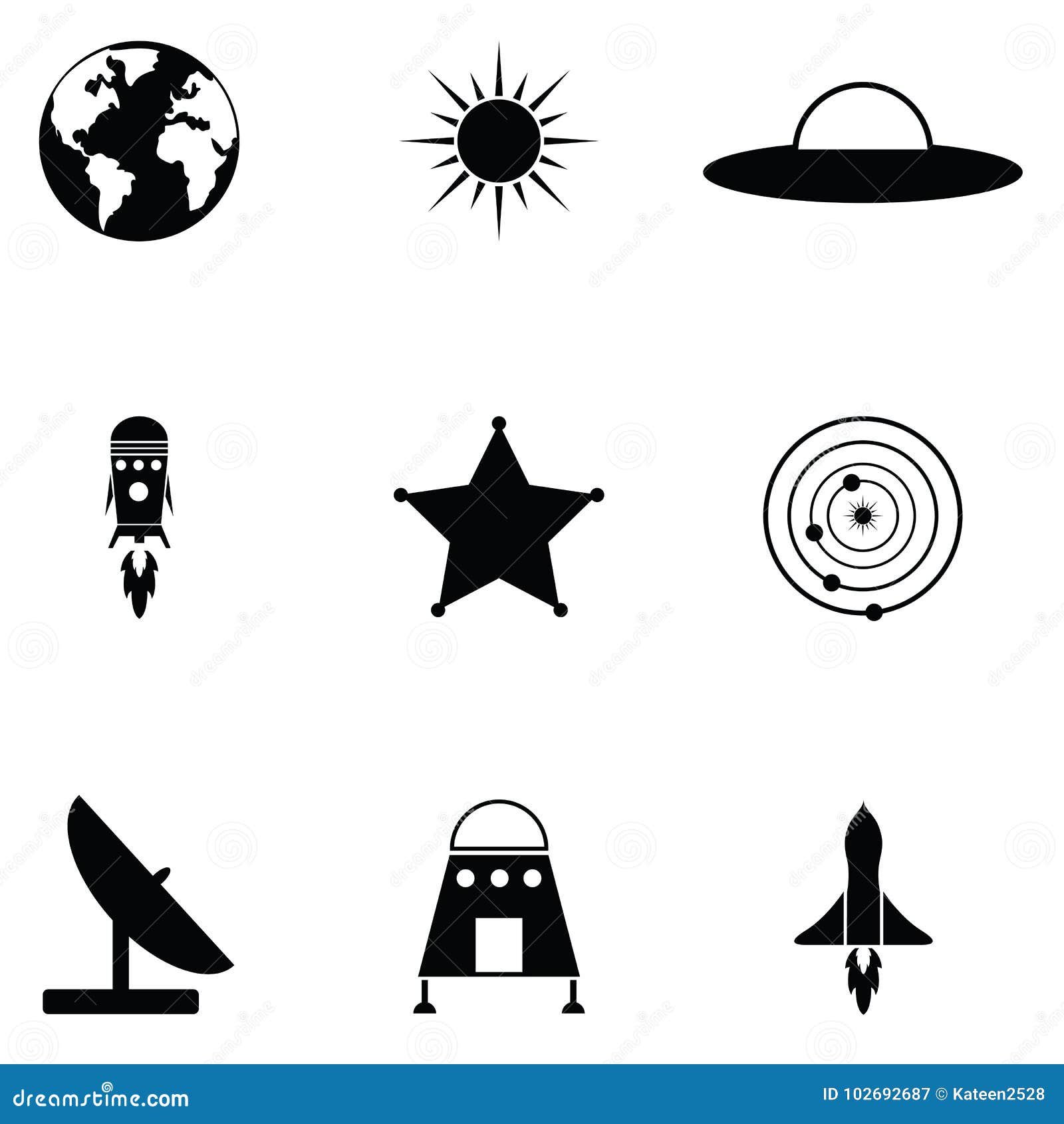 Space icon set stock vector. Illustration of spaceship - 102692687