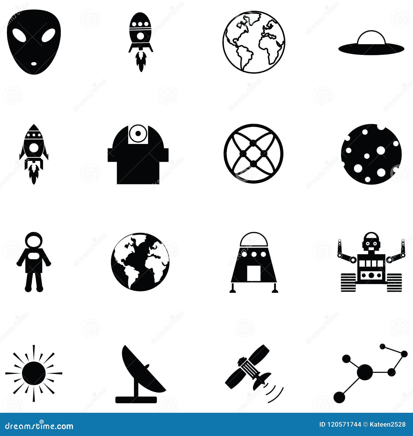 Space icon set stock vector. Illustration of planet - 120571744