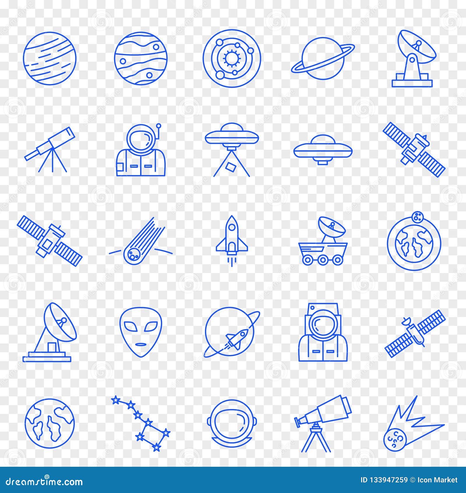 Space Icon Set. 25 Vector Icons Pack Stock Vector - Illustration of ...