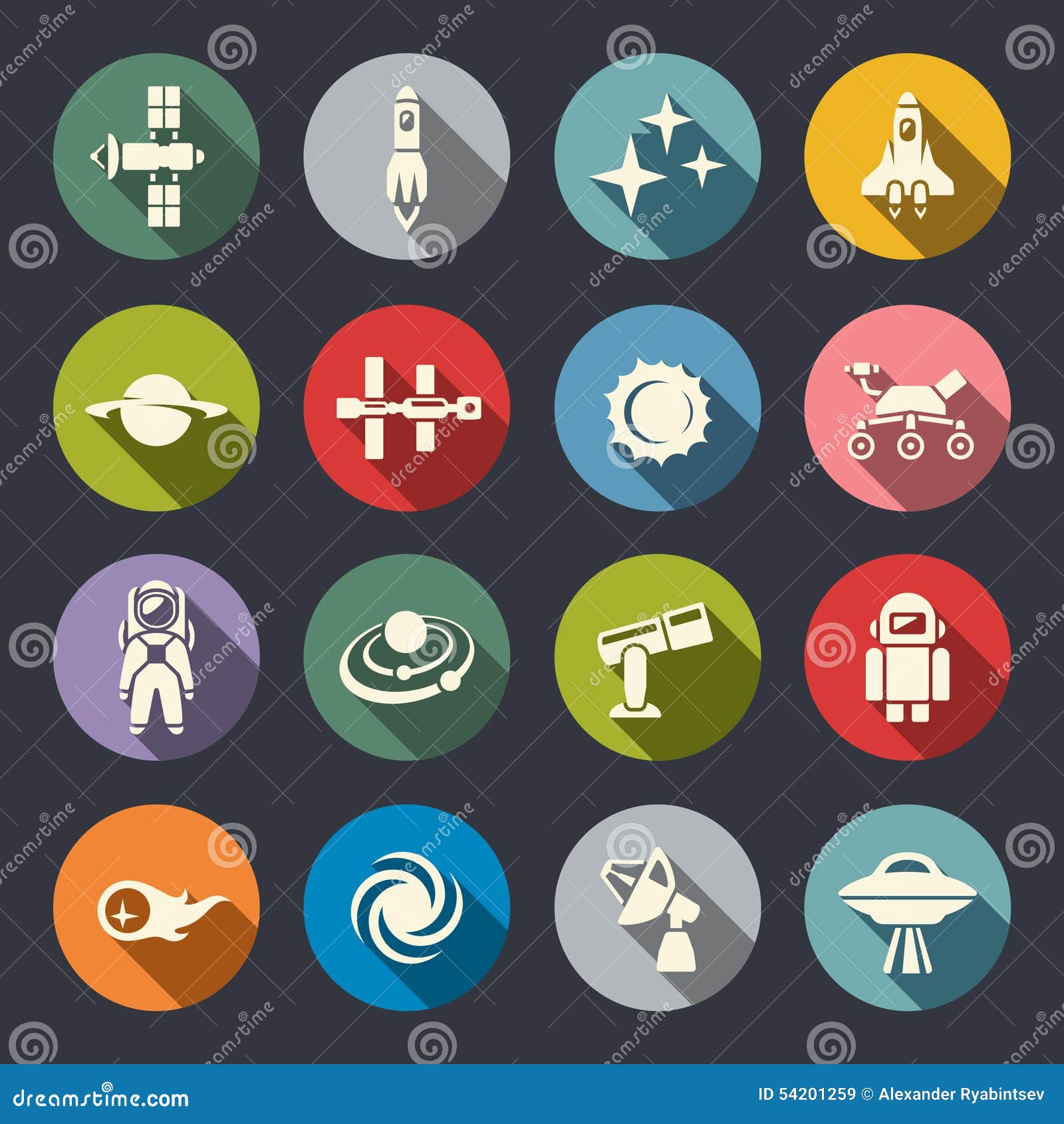 Space icon set stock vector. Illustration of mission - 54201259