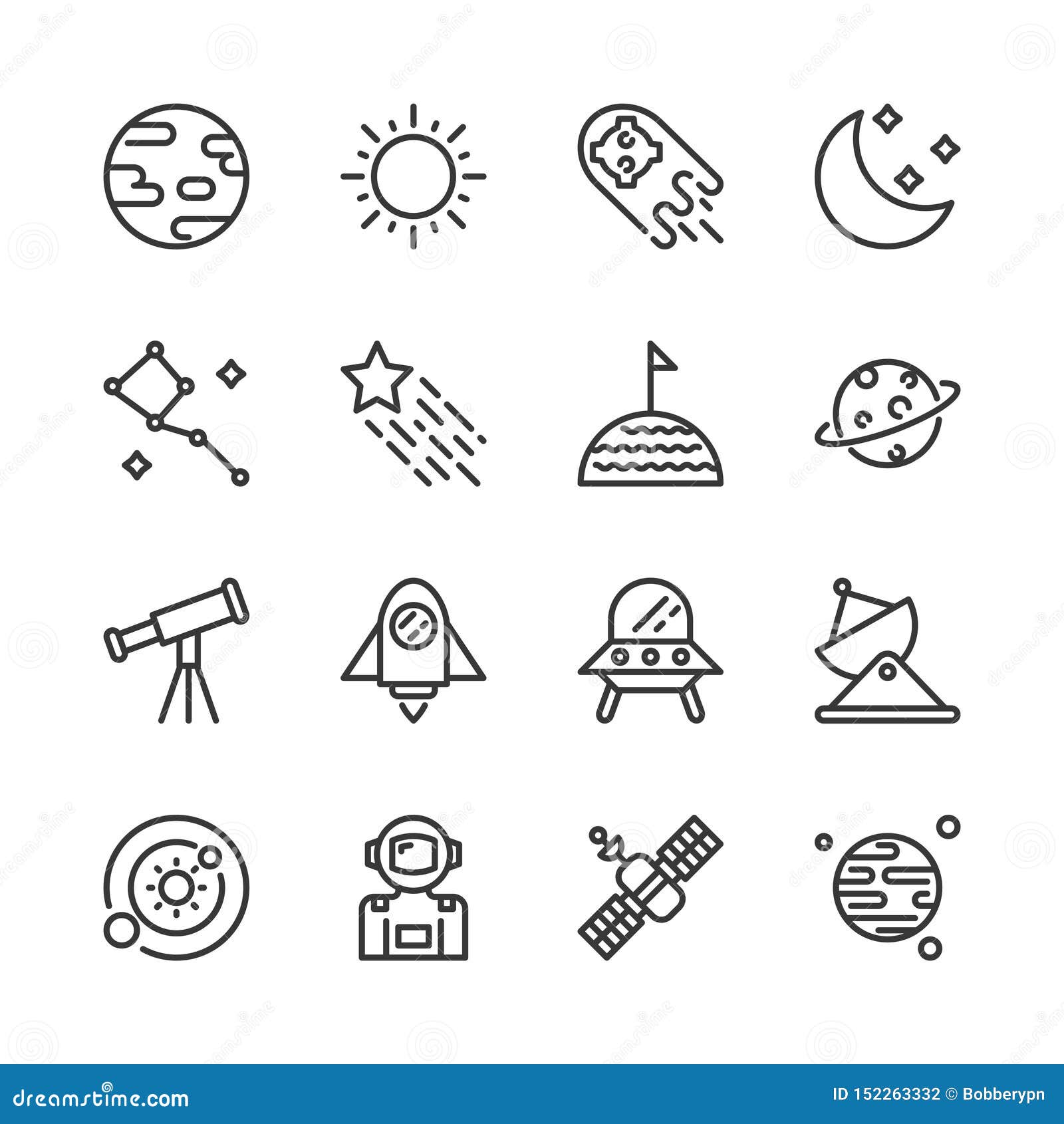 Space Icon in Simple Outline Set.Vector Illustration Stock Vector ...