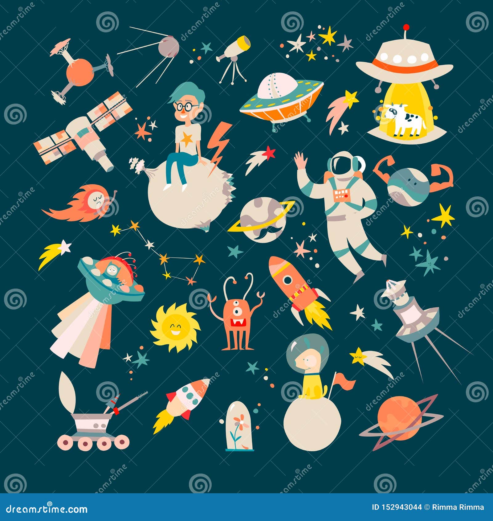 Space Icon Vector Cartoon Illustrations Stock Vector - Illustration of ...