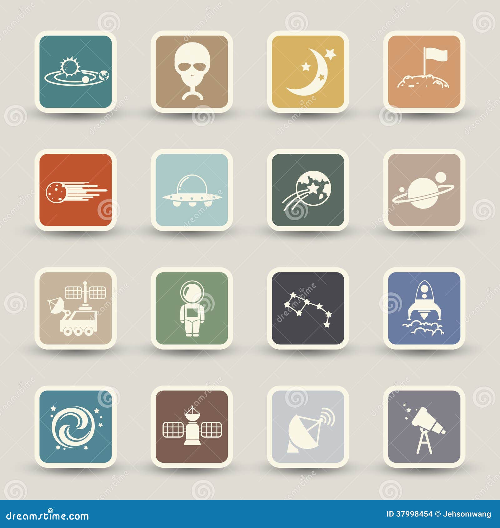 Space icons stock vector. Illustration of asteroid, black - 37998454