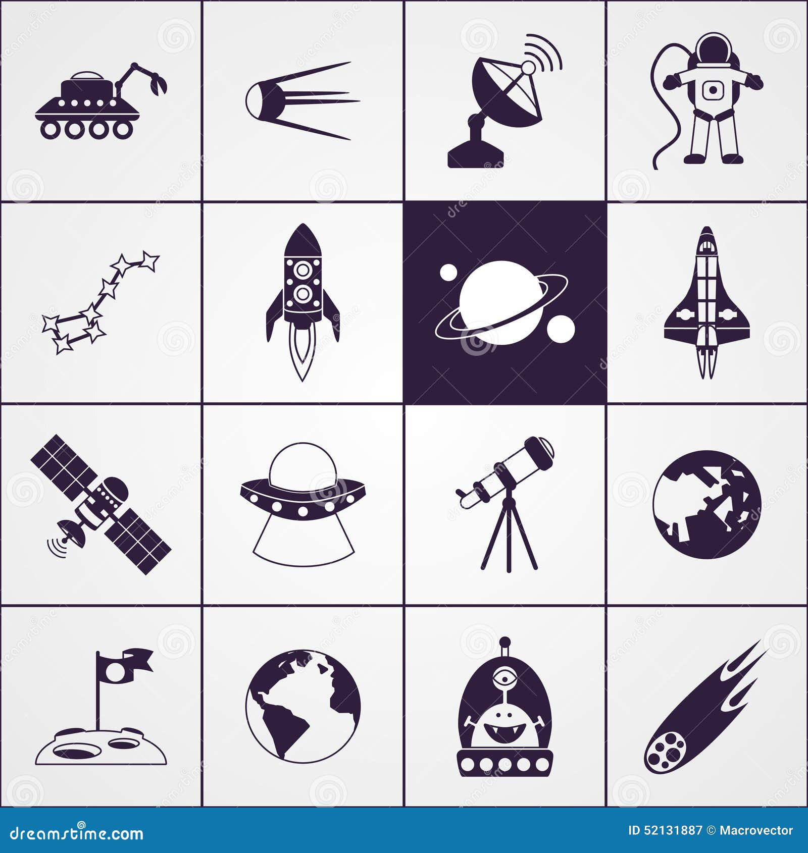 Space Icons Black stock vector. Illustration of business - 52131887