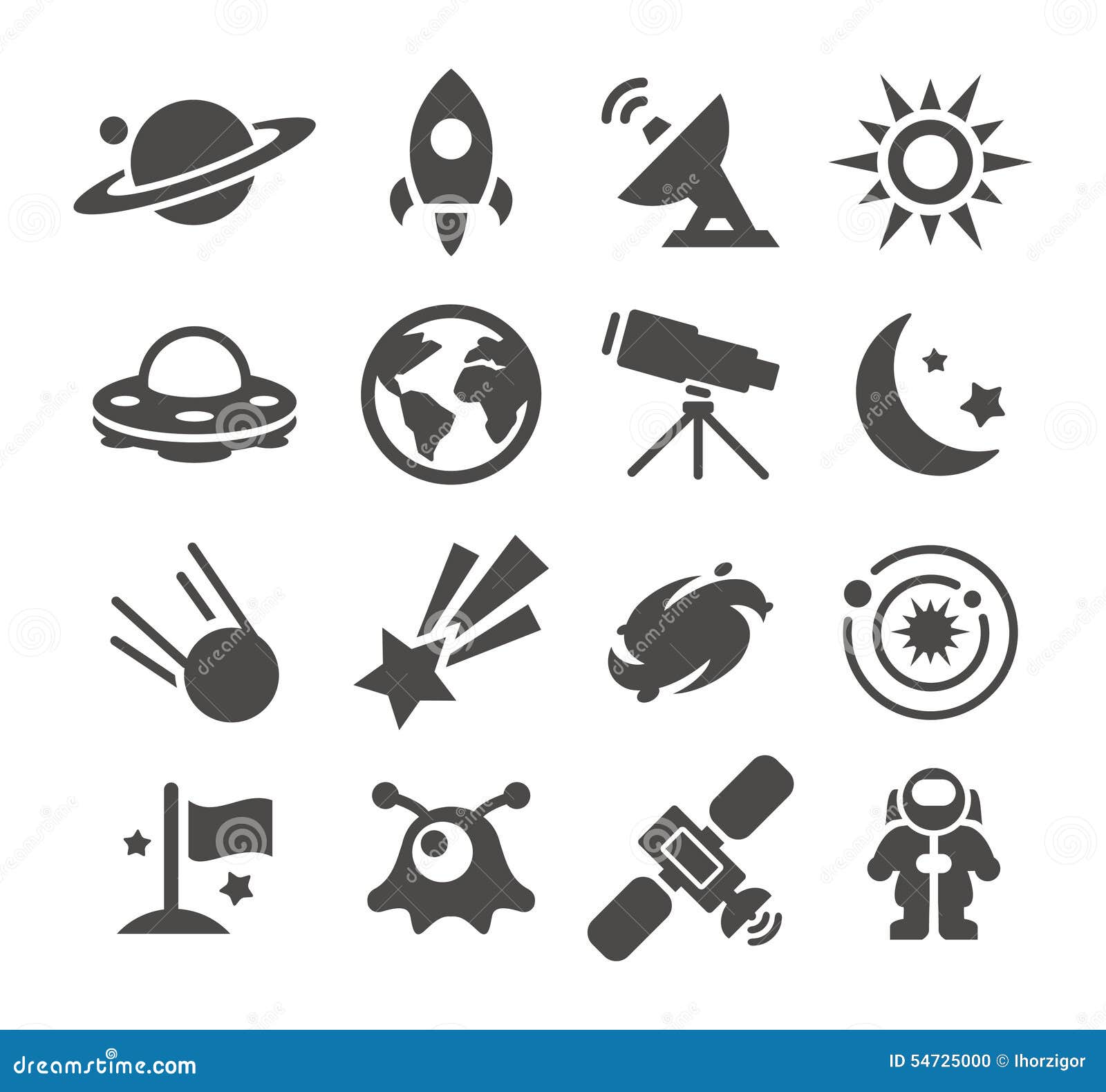Space Icons. Circle Shape With Symbols Spaceship Cartoon Vector ...