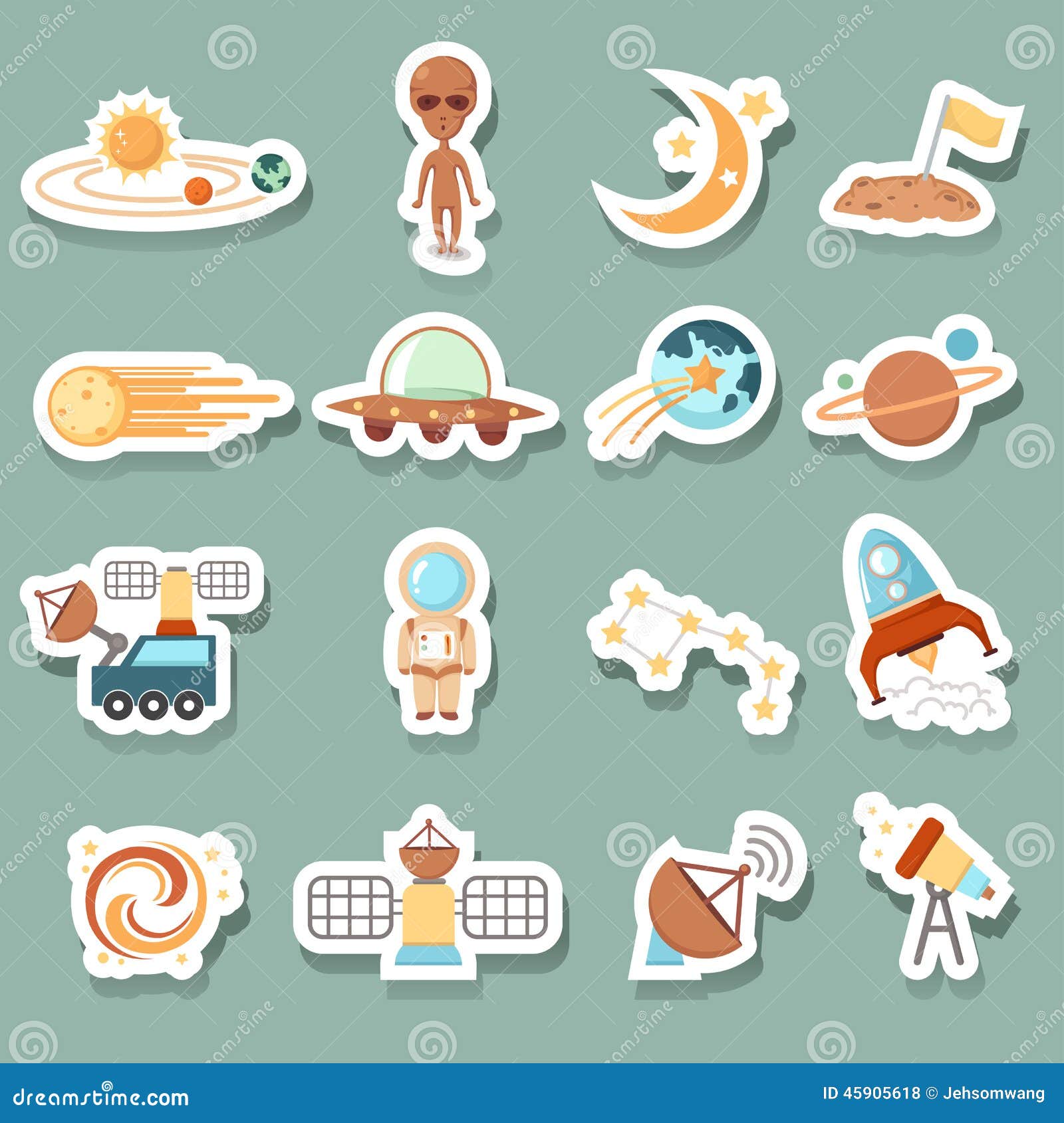 Space Icons In Linear Style. Simple Cosmic Line Signs. Airplane ...