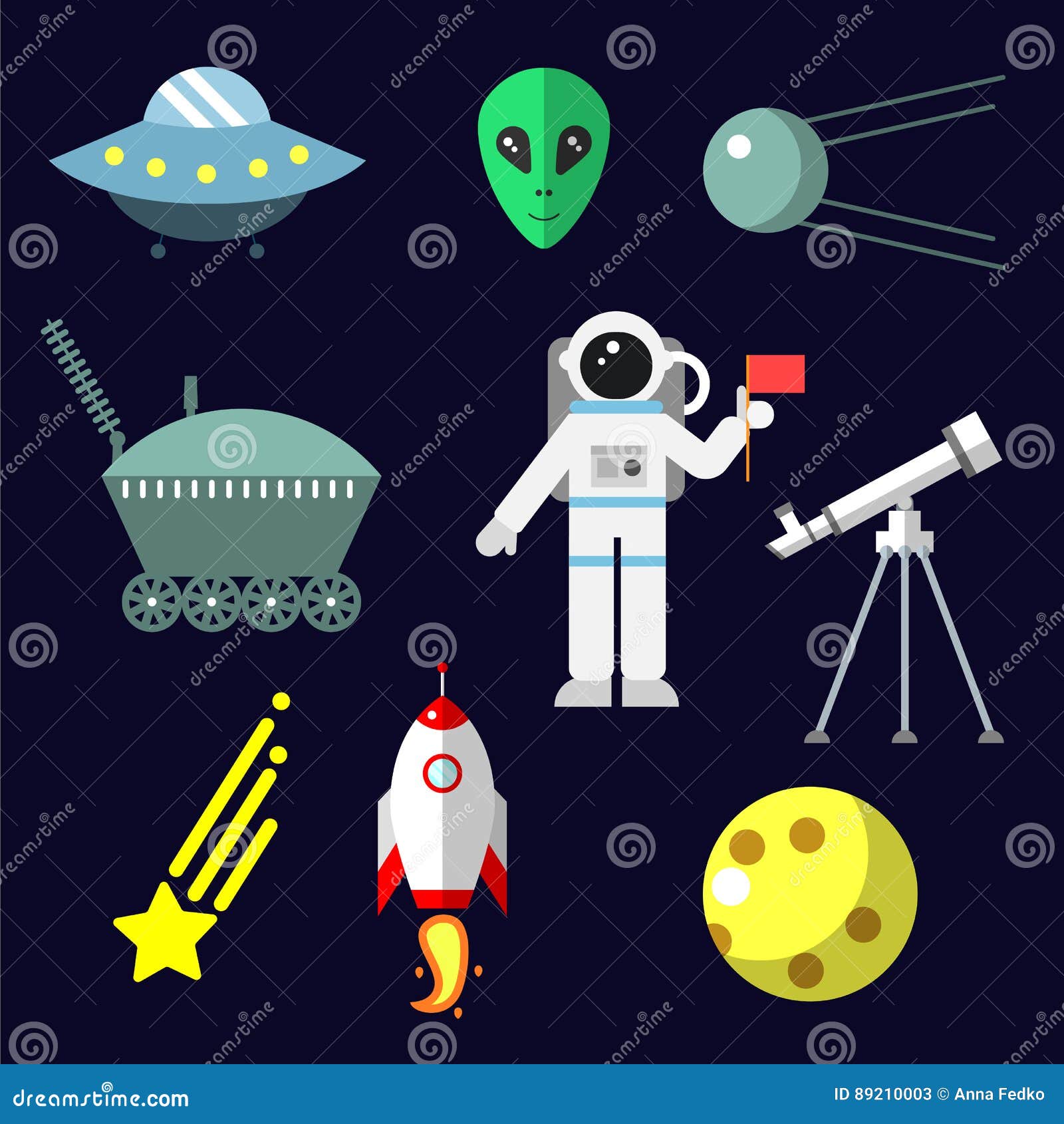 Space Icons set stock vector. Illustration of comet, space - 89210003
