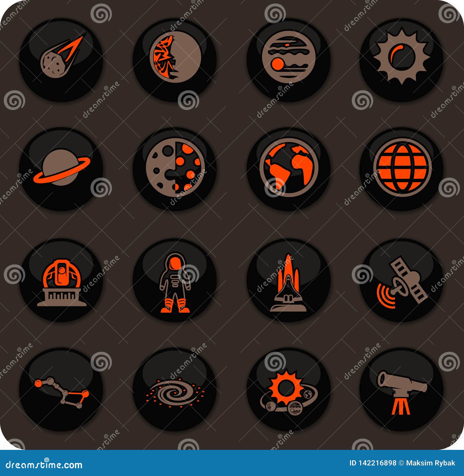 Space icons set stock vector. Illustration of deserted - 142216898