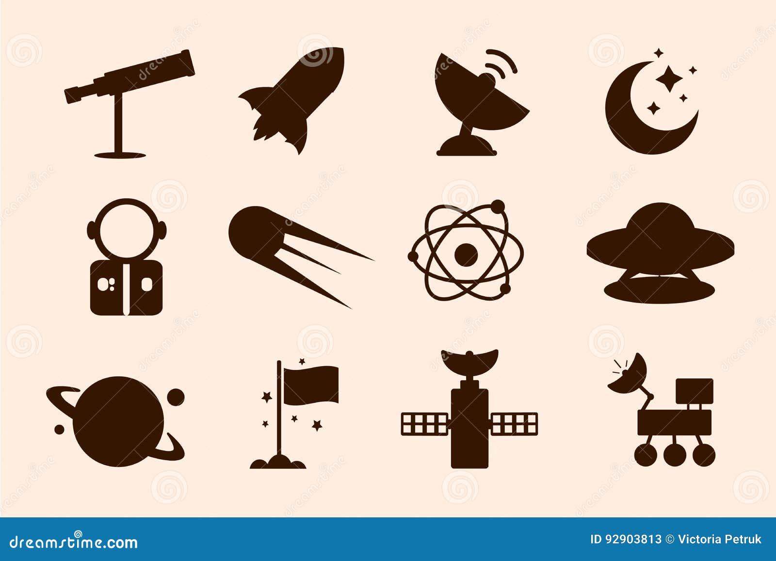 Space icons set stock vector. Illustration of aerial - 92903813