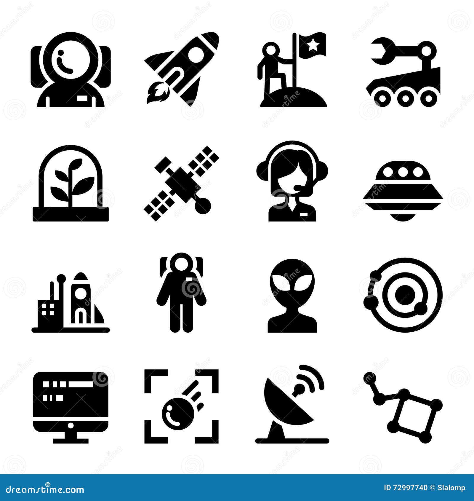 Space icons set stock vector. Illustration of discovery - 72997740