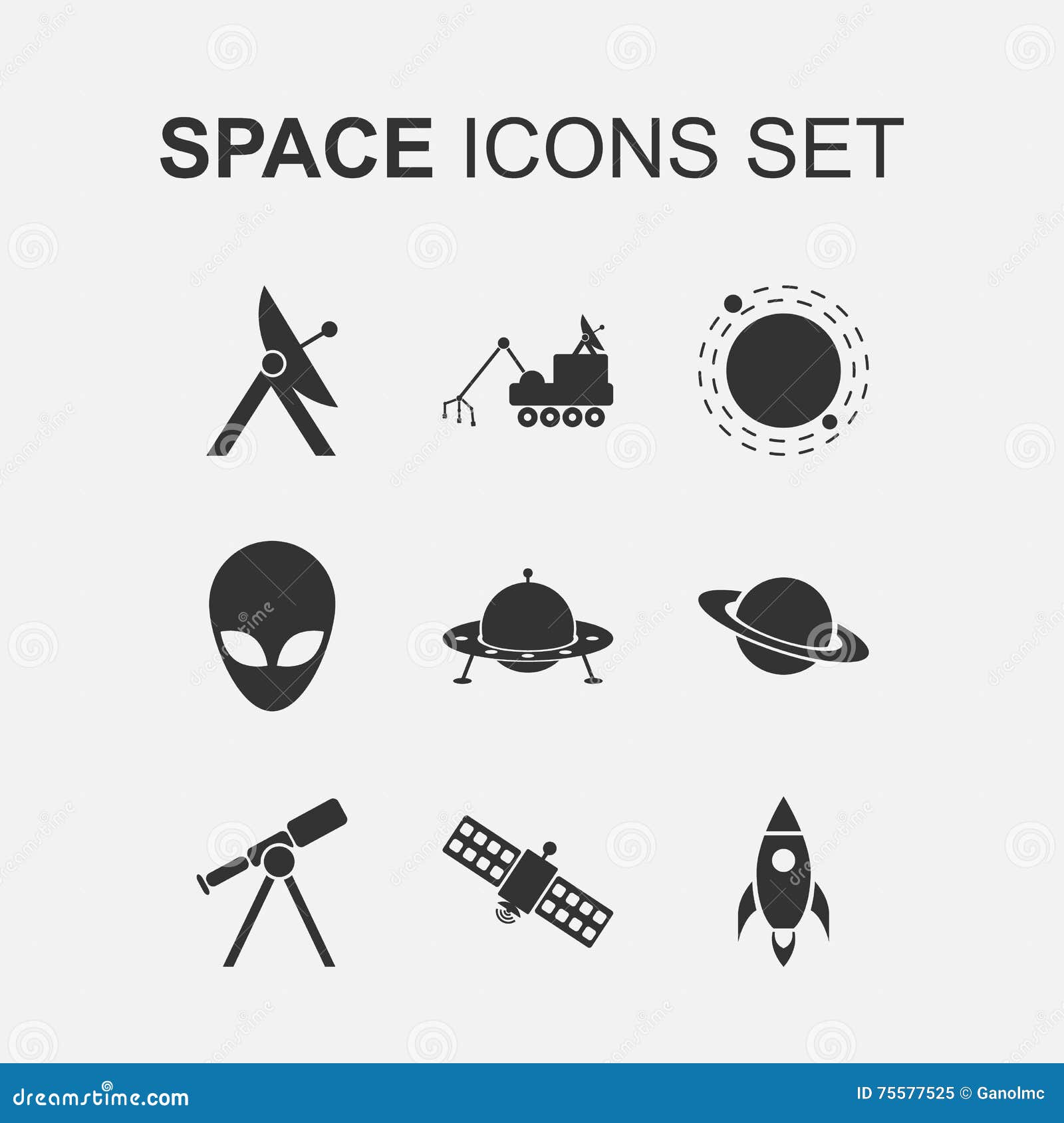 Space Icons Set. Vector Illustration Stock Vector - Illustration of ...
