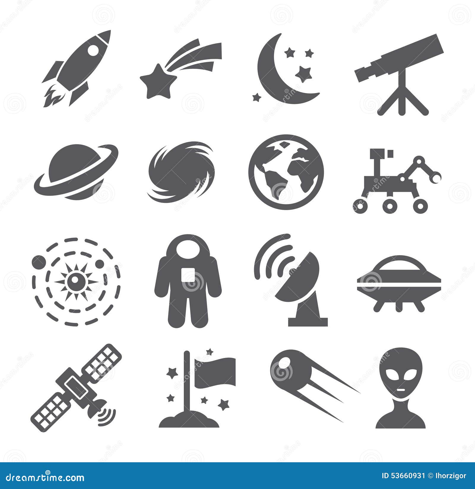 Space icons stock vector. Illustration of astronaut, stars - 53660931