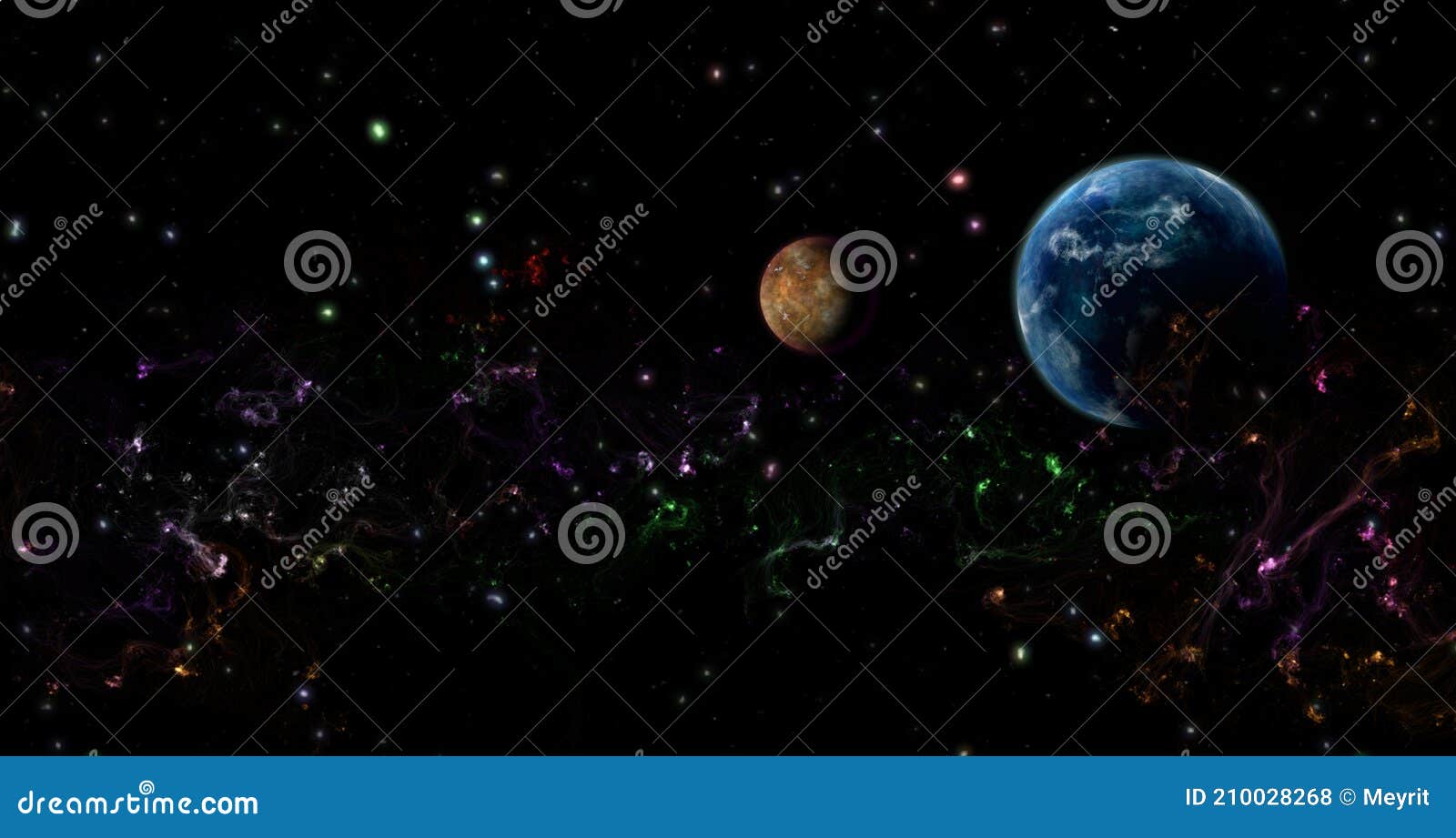 Space Illustration of Planets and Stardust Stock Illustration ...