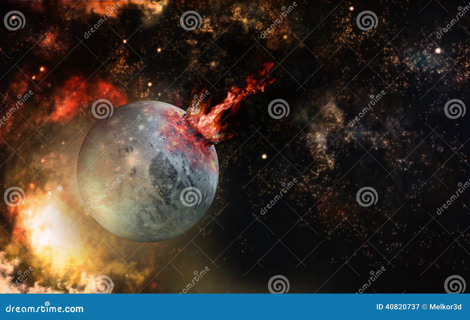 Space impact scenery stock illustration. Illustration of moon - 40820737