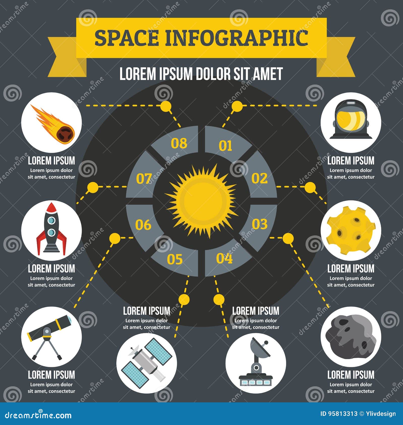 Space Infographic Concept, Flat Style Stock Vector - Illustration of ...