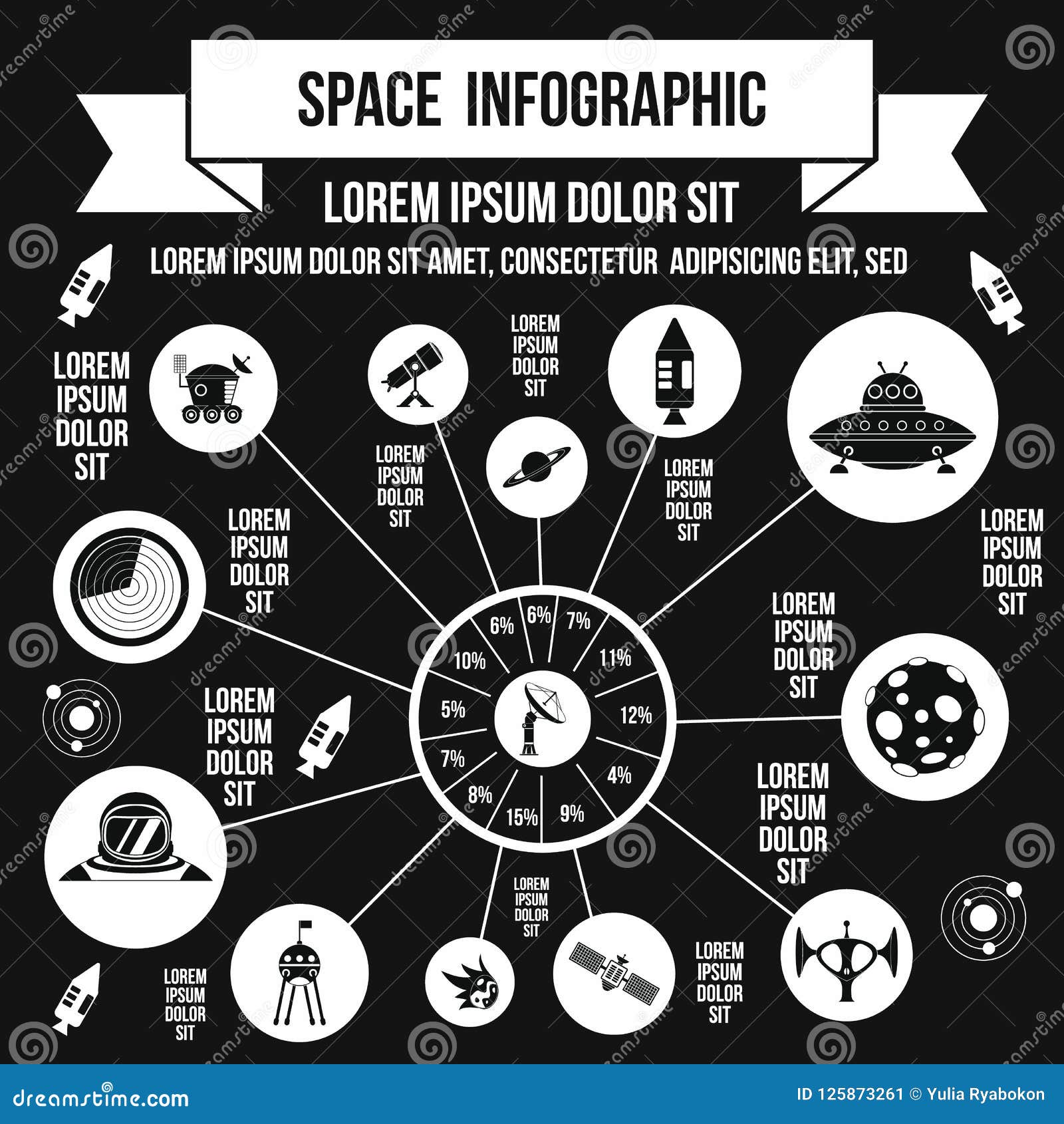 Space Infographic Elements, Simple Style Stock Illustration ...