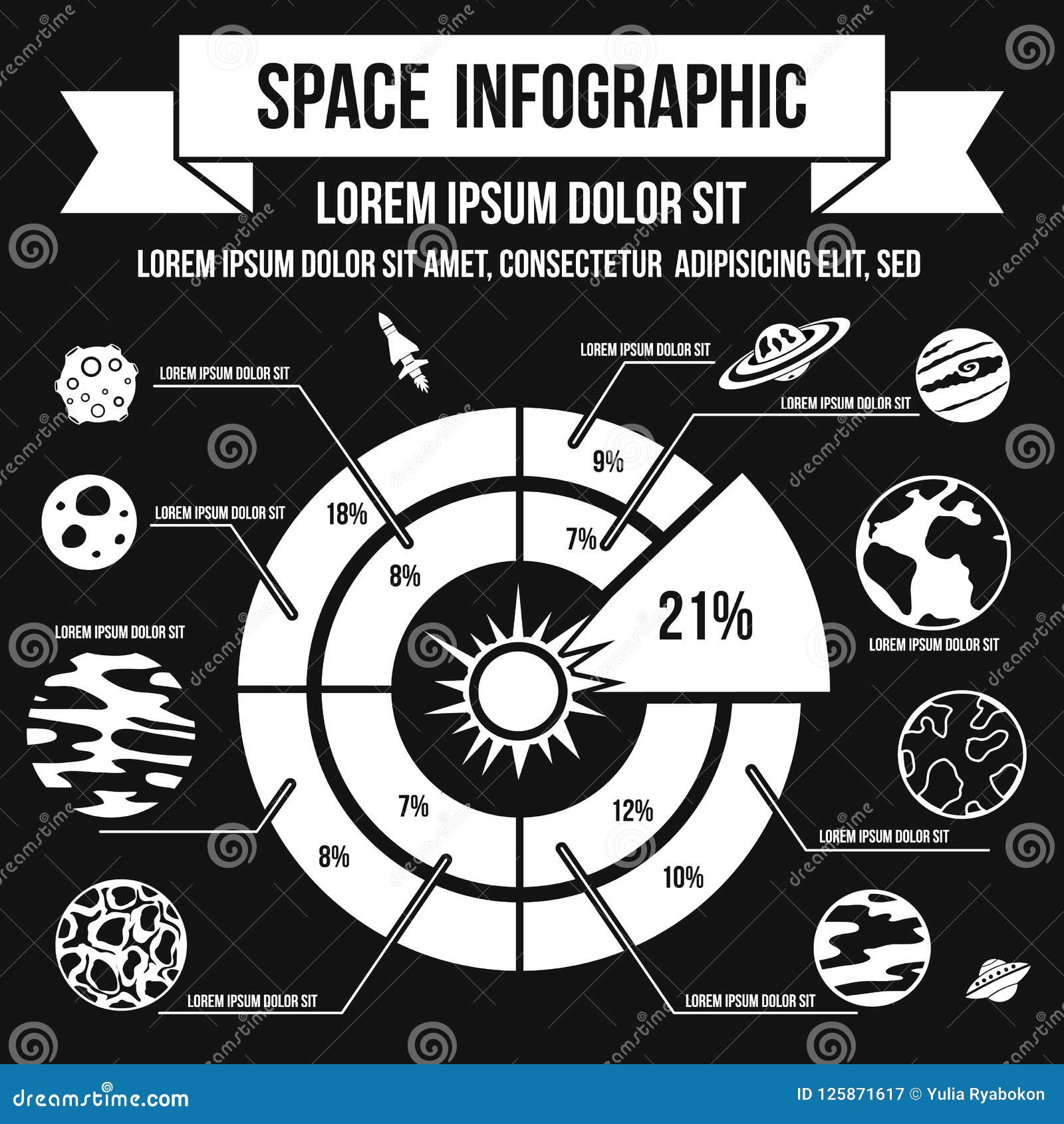 Space Infographic, Simple Style Stock Illustration - Illustration of ...