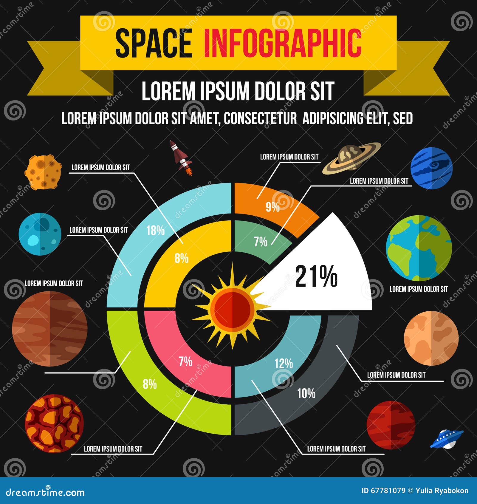 Space Infographic, Flat Style Stock Vector - Illustration of astrology ...
