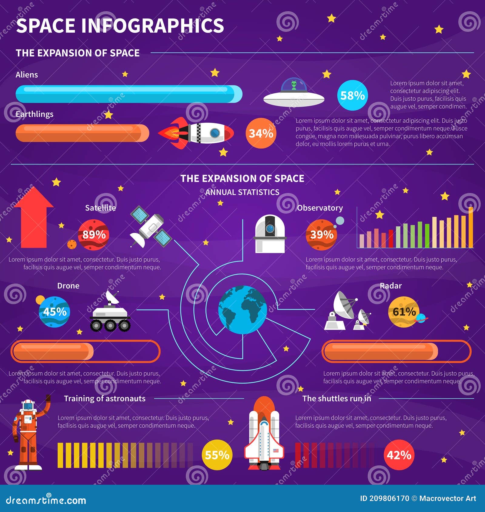 Space Infographic Set stock vector. Illustration of abstract - 209806170