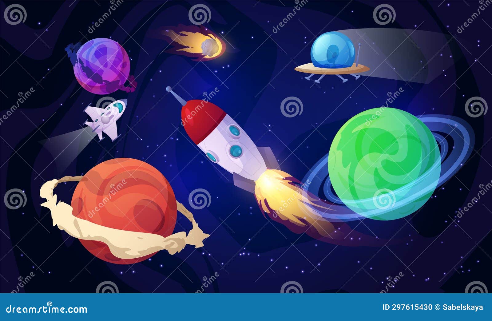 Space Intergalactic Adventure Game Set 3d Vector Illustration Isolated ...