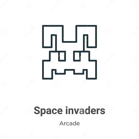 Space Invaders Outline Vector Icon. Thin Line Black Space Invaders Icon, Flat Vector Simple ...