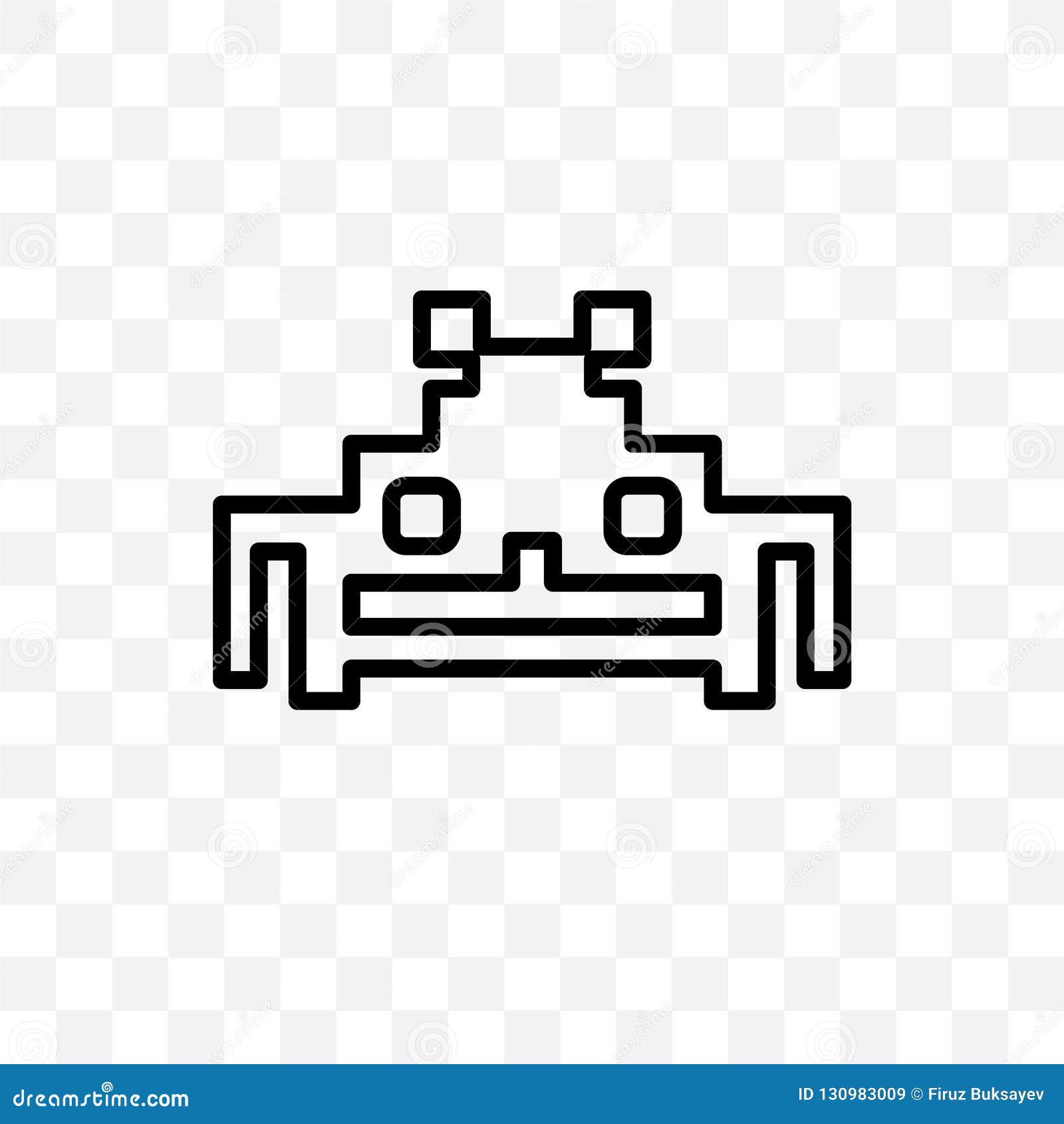 Space Invaders Vector Linear Icon Isolated On Transparent Background ...