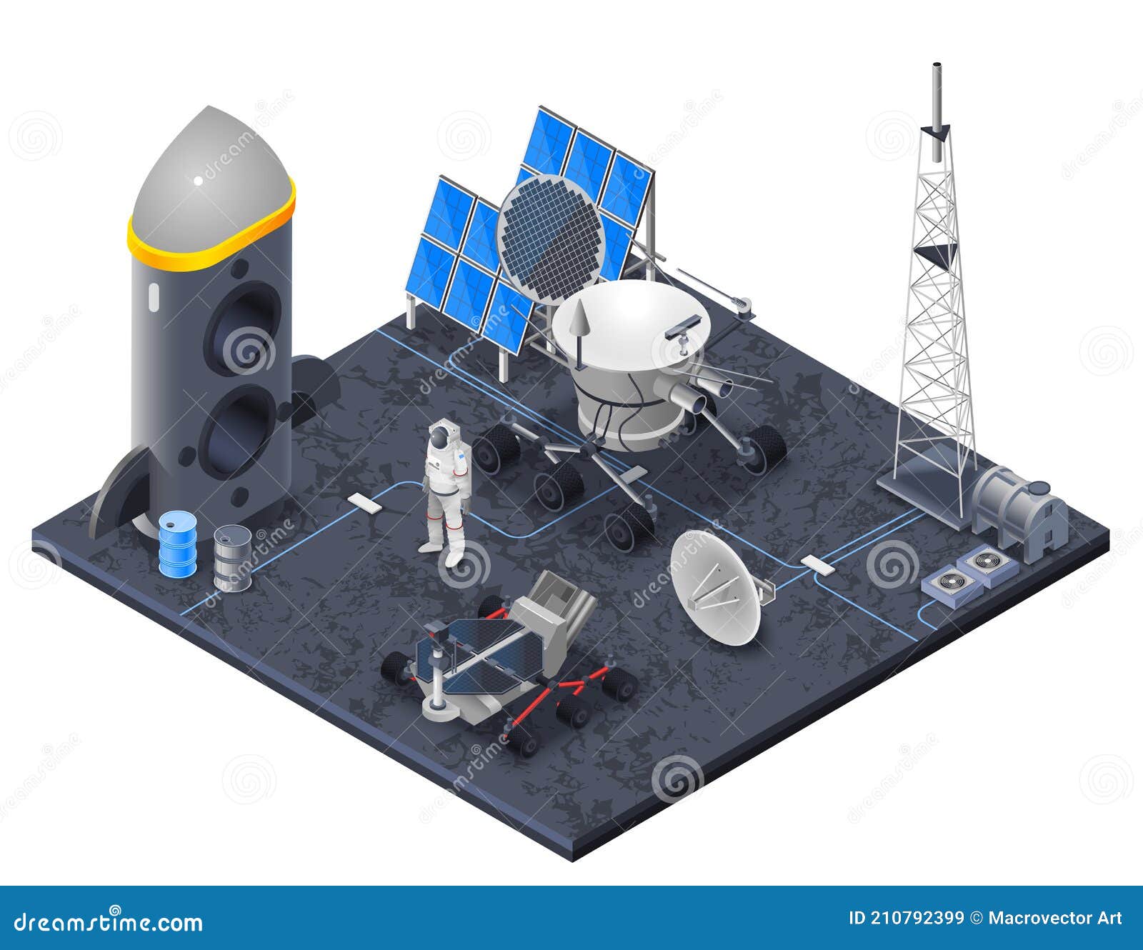 Space Isometric Concept stock vector. Illustration of platform - 210792399