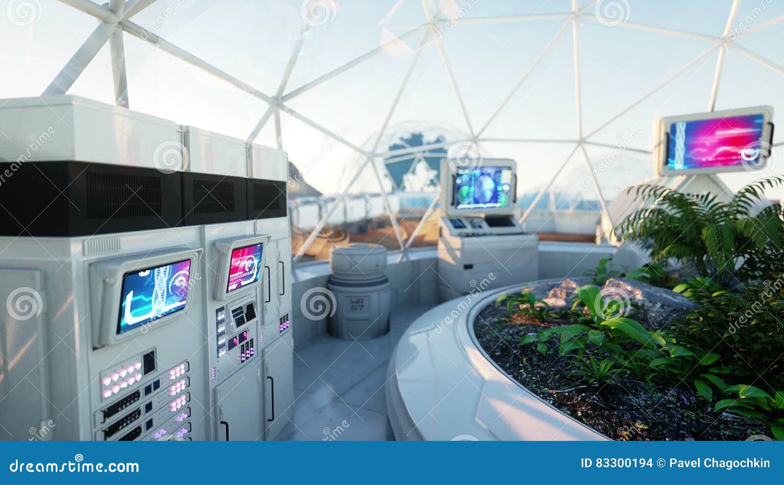 Space Laboratory, Sci-fi Interior. Life on Mars, Alien Planet. Plants ...