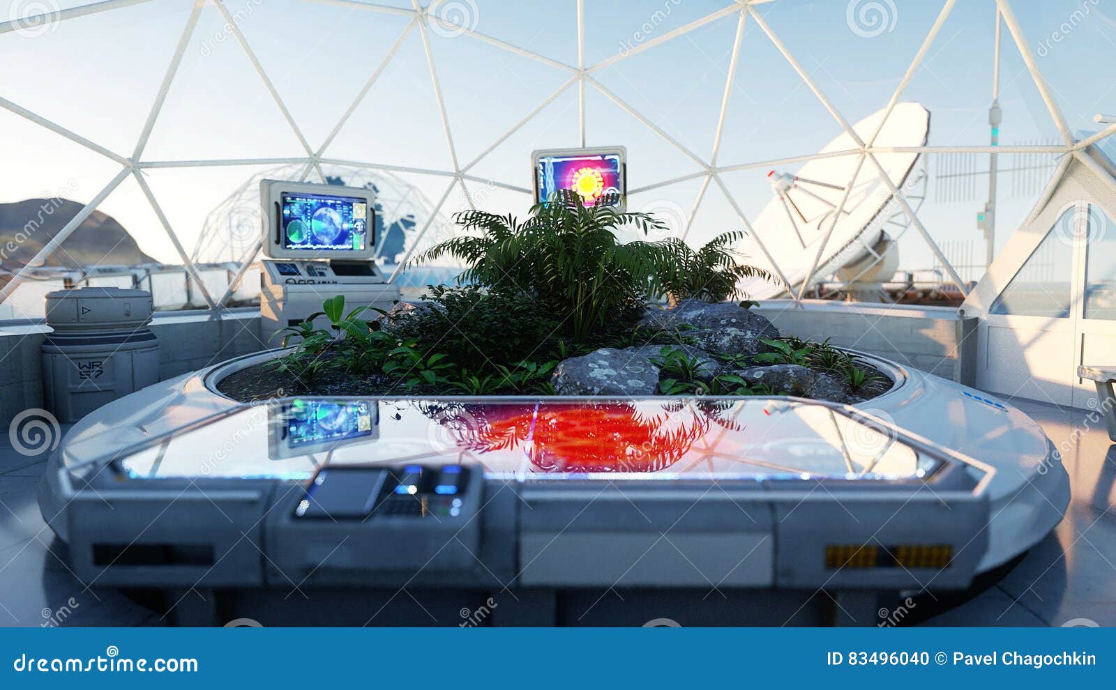 Space Laboratory, Sci-fi Interior. Life on Mars, Alien Planet. Plants ...