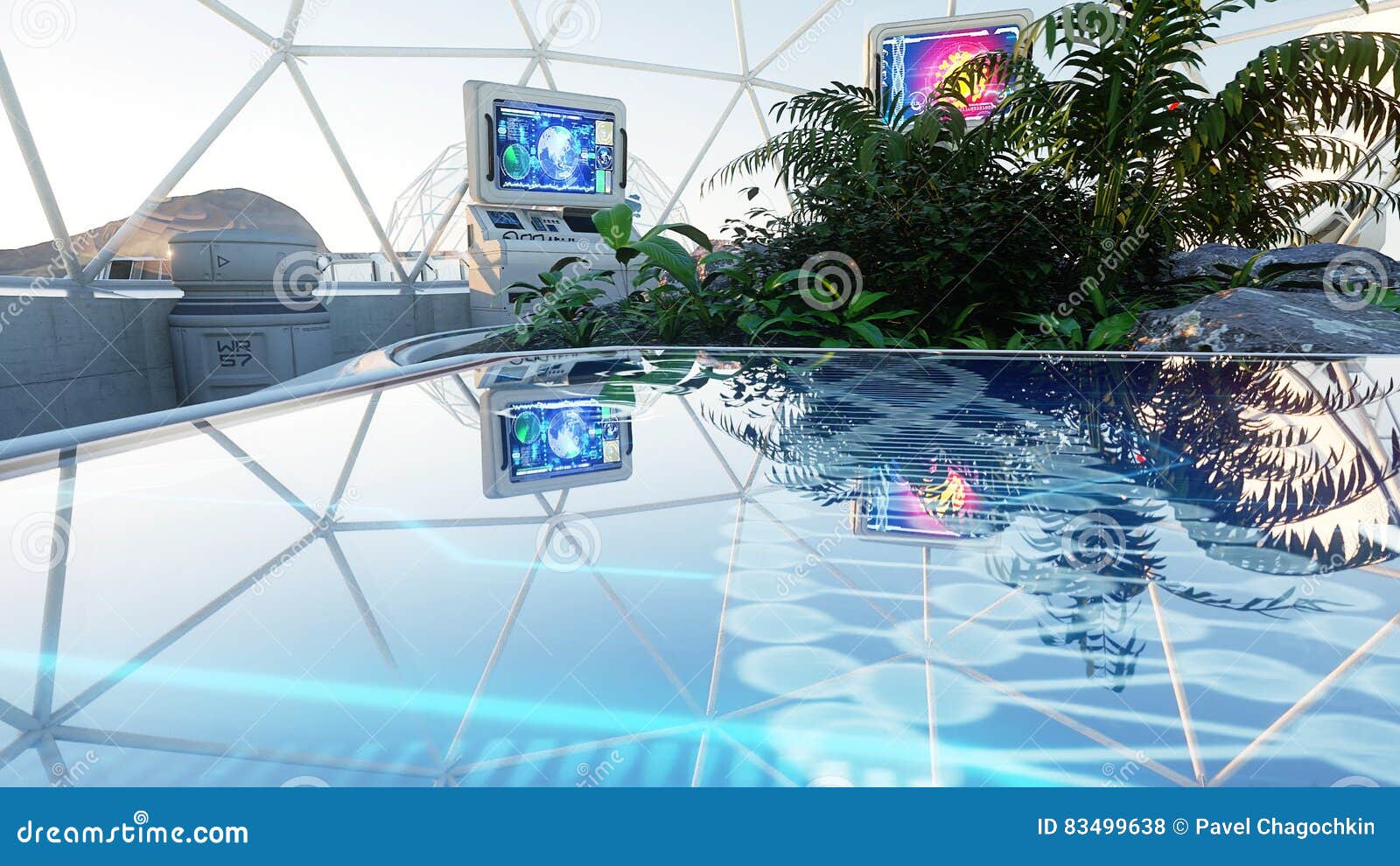 Space Laboratory, Sci-fi Interior. Life on Mars, Alien Planet. Plants ...