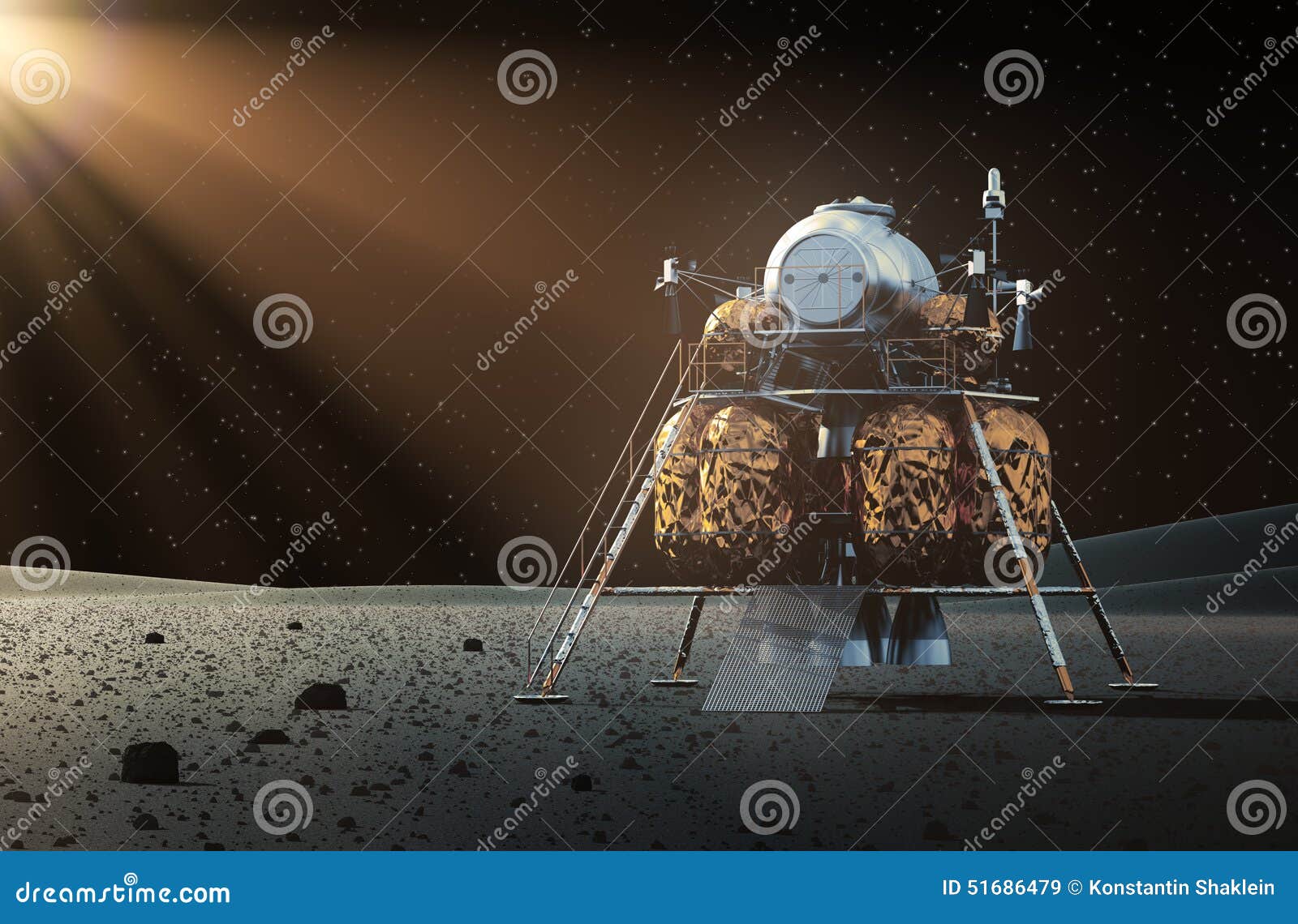 Space Lander on the Planet stock illustration. Illustration of ...