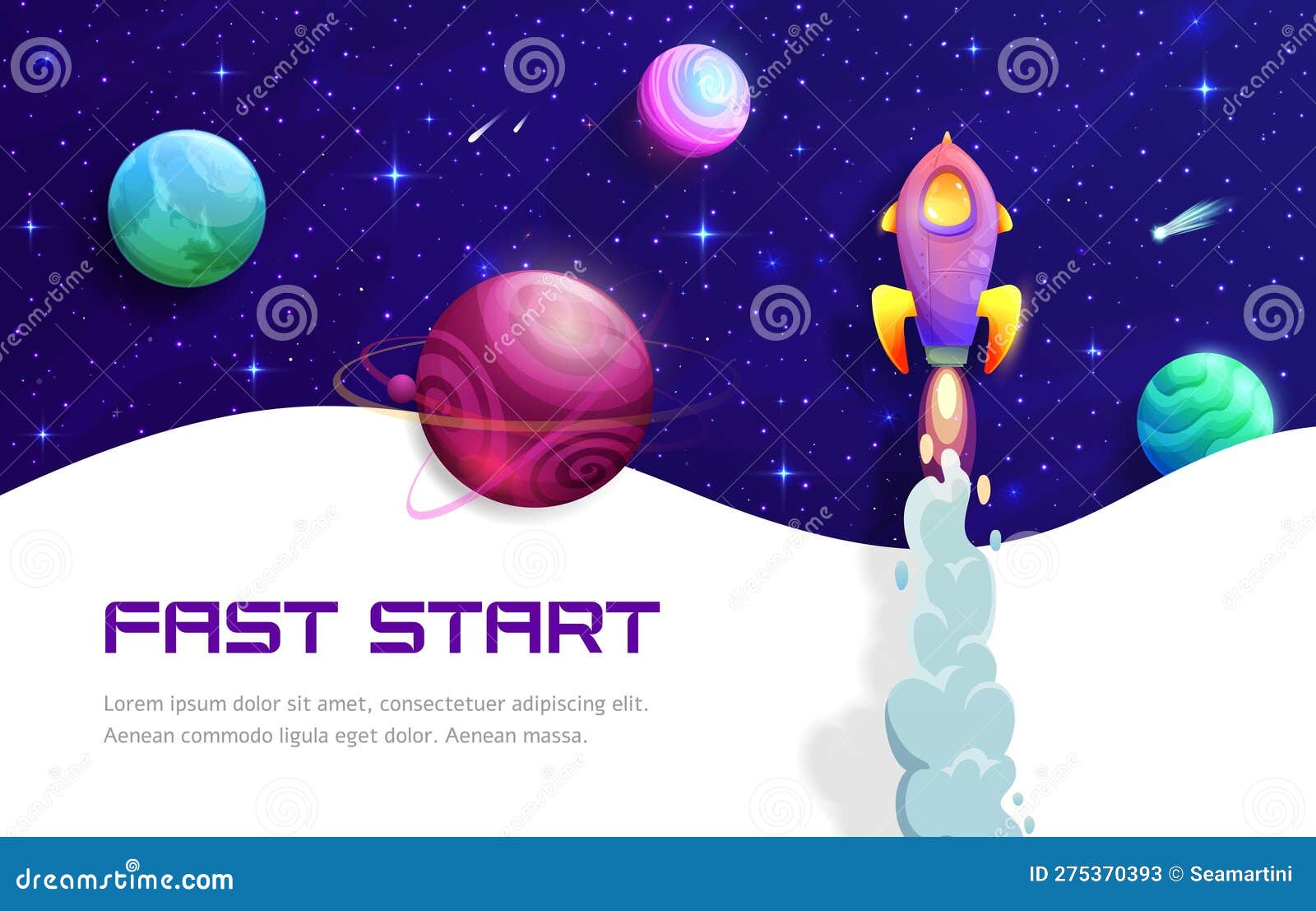 Space Landing Page, Business Fast Start and Rocket Stock Vector ...