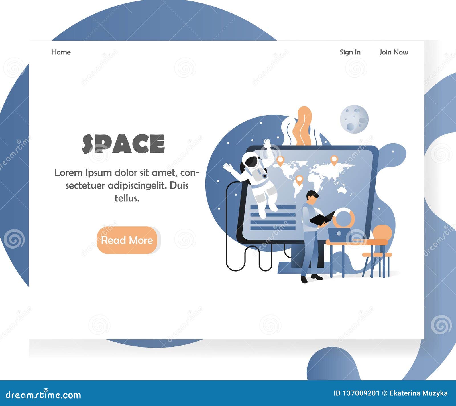 Space Vector Website Landing Page Design Template Stock Vector ...