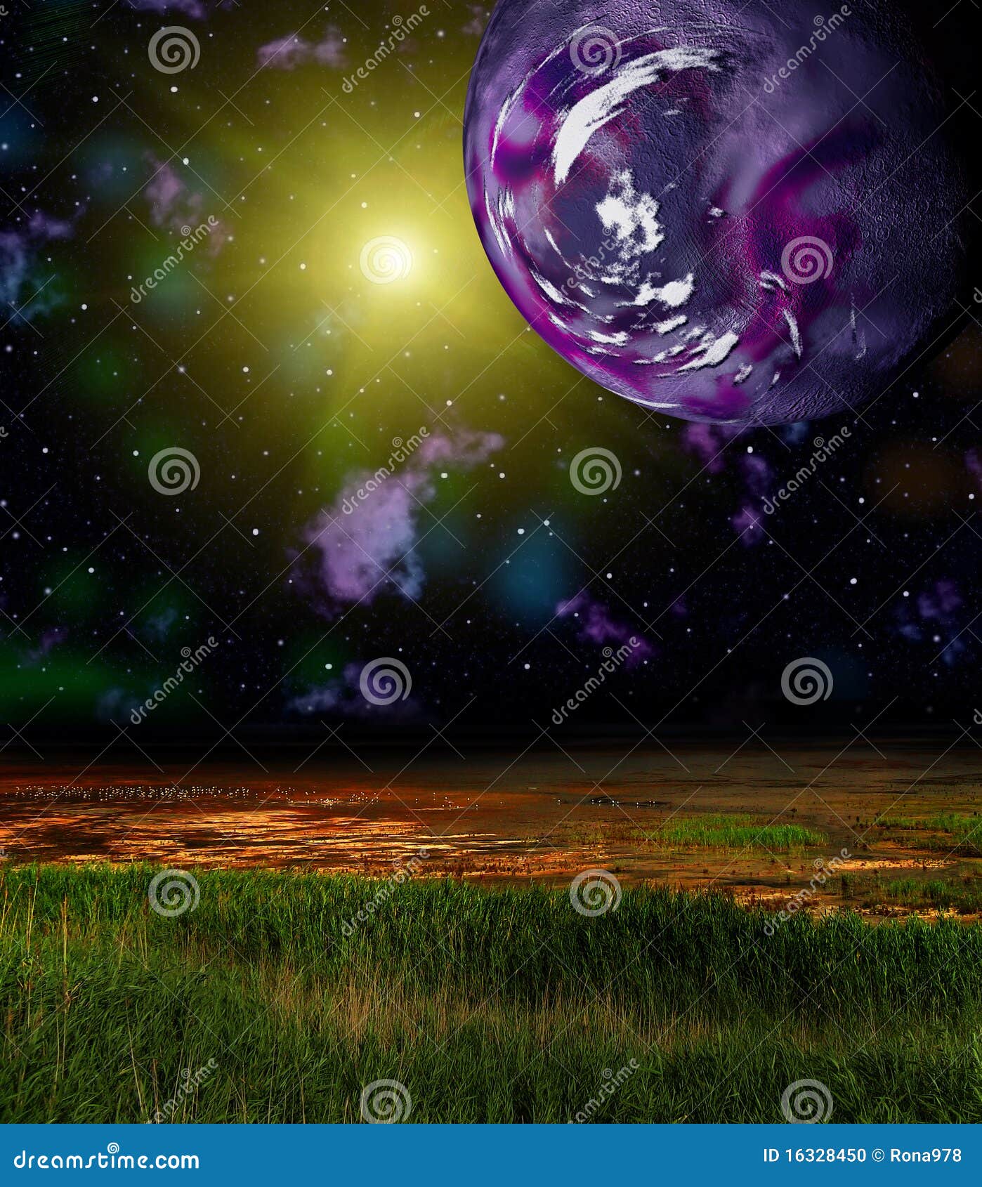 Space landscape stock illustration. Illustration of sunrise - 16328450