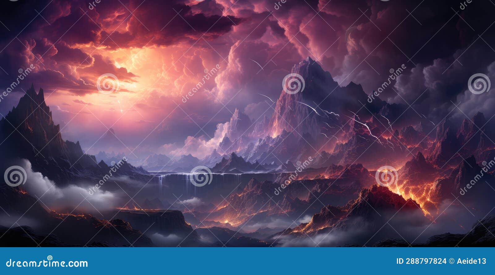 Space Landscape Alien Planet. Exploding Galaxy with Meteors and Clouds ...