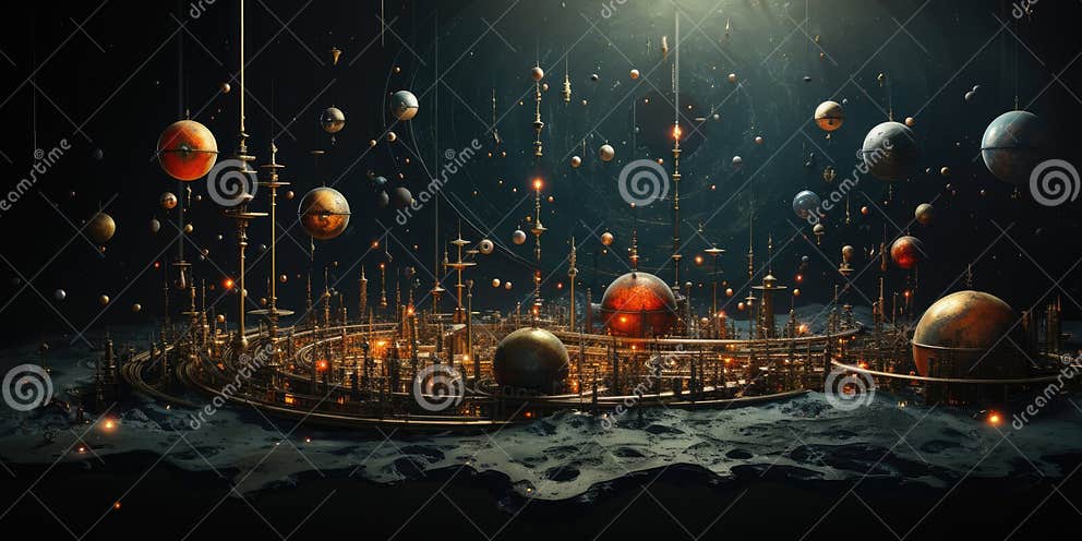 Space Landscape Alien Planet. Exploding Galaxy with Meteors and Clouds ...