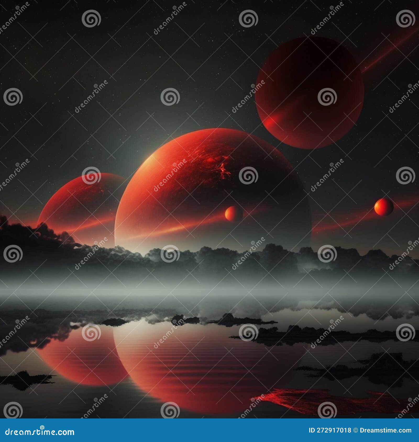 Space Landscape with Red Planets Stock Photo - Image of exploration ...