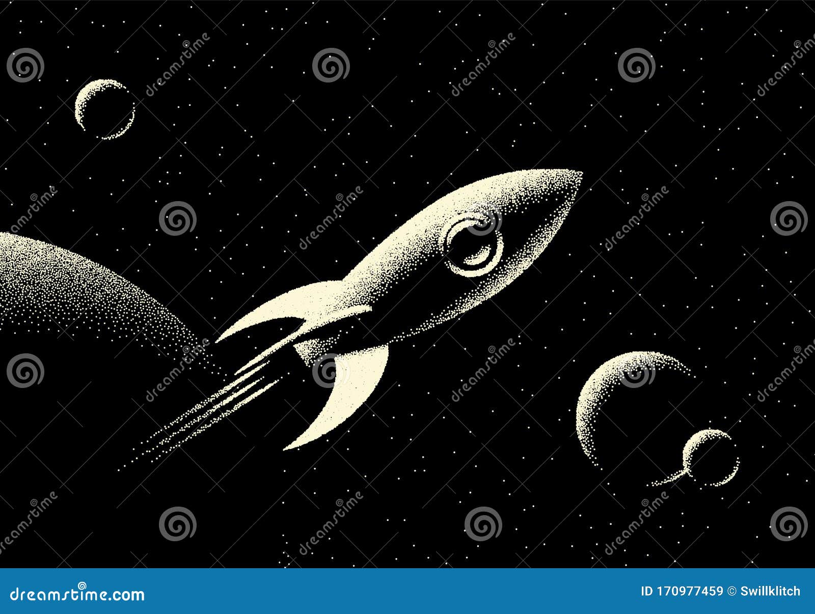 Space Landscape with Scenic View on Planet, Rocket and Stars Made with ...