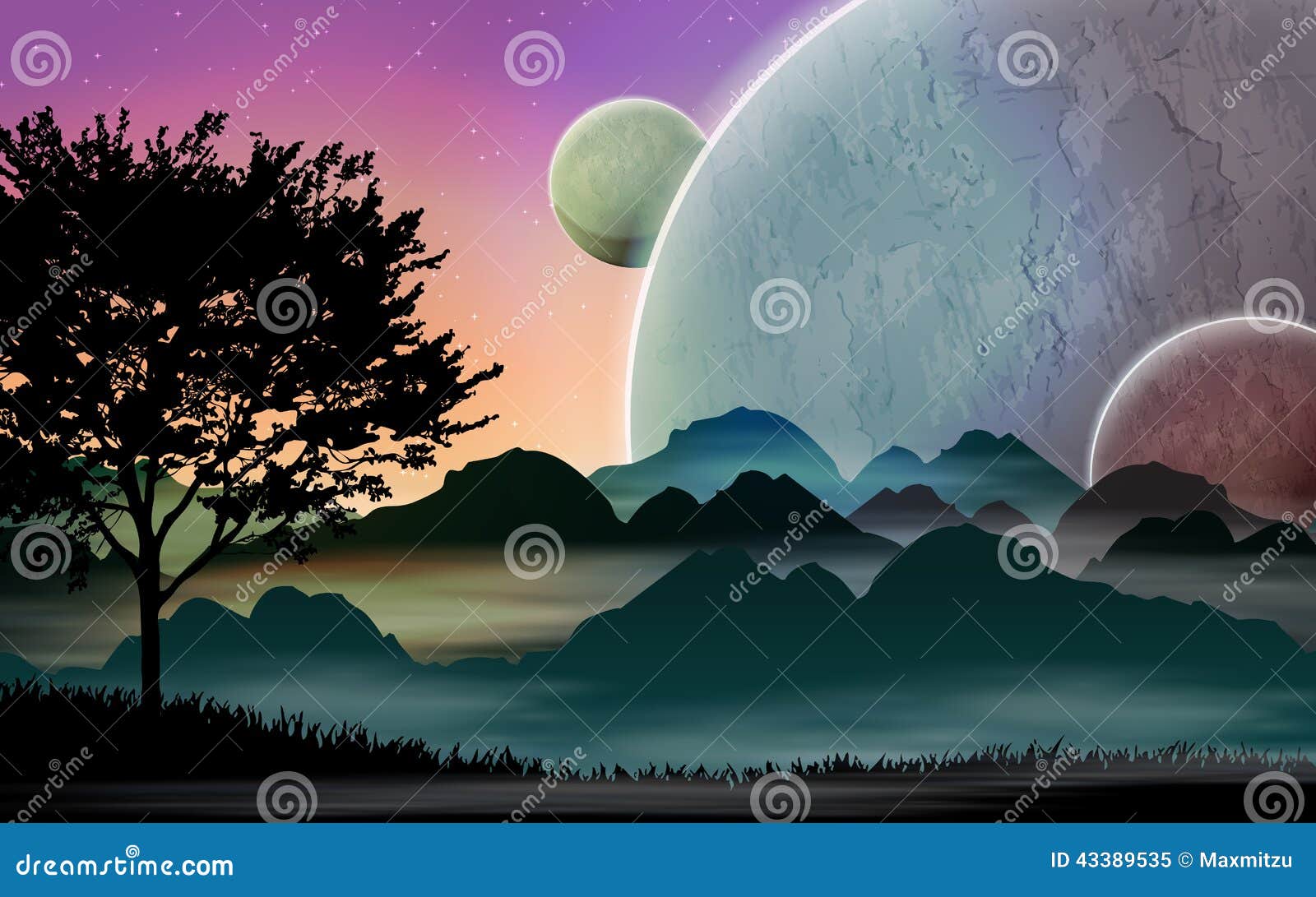 Space landscape stock vector. Illustration of light, exploration - 43389535