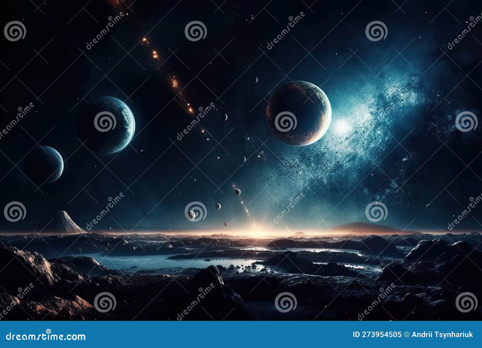 Space Landscape with Stars and Planets, Beauty of Open Deep Space ...