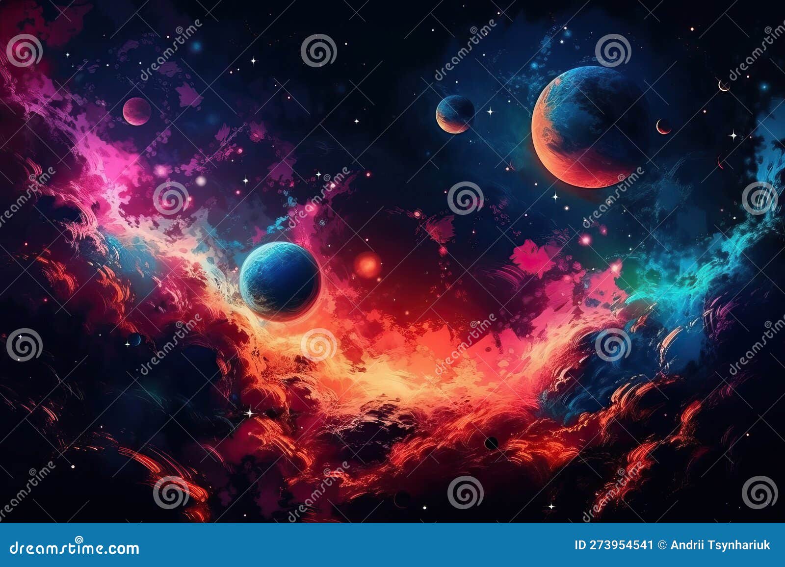 Space Landscape with Stars and Planets, Beauty of Open Deep Space ...