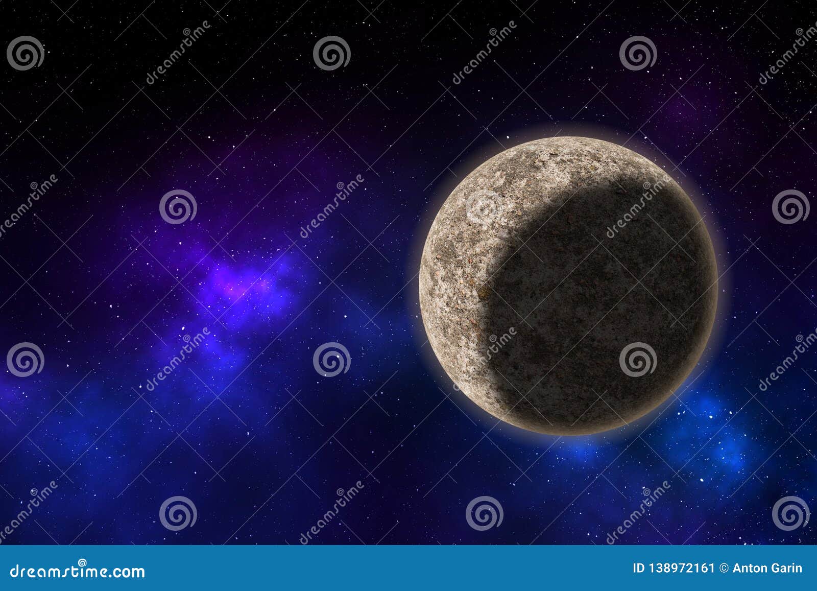 Space Landscape. Stone Planet in Deep Space Stock Illustration ...