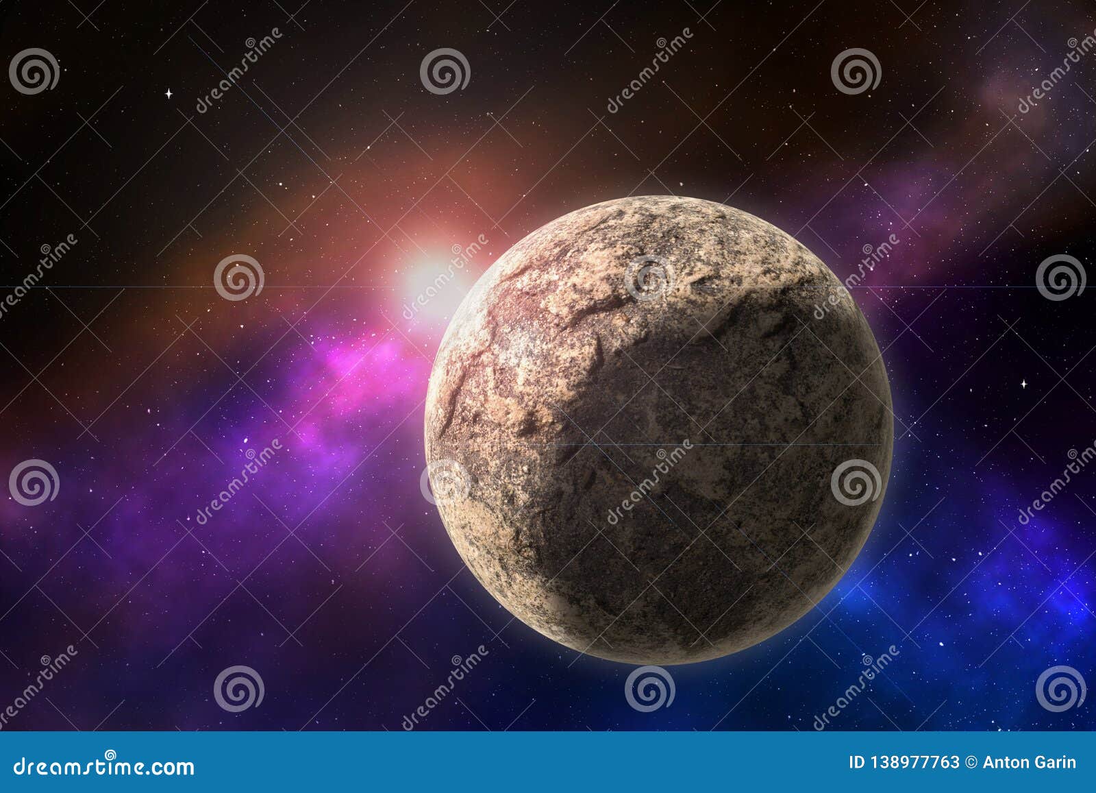 Space Landscape. Stone Planet in Deep Space Stock Illustration ...