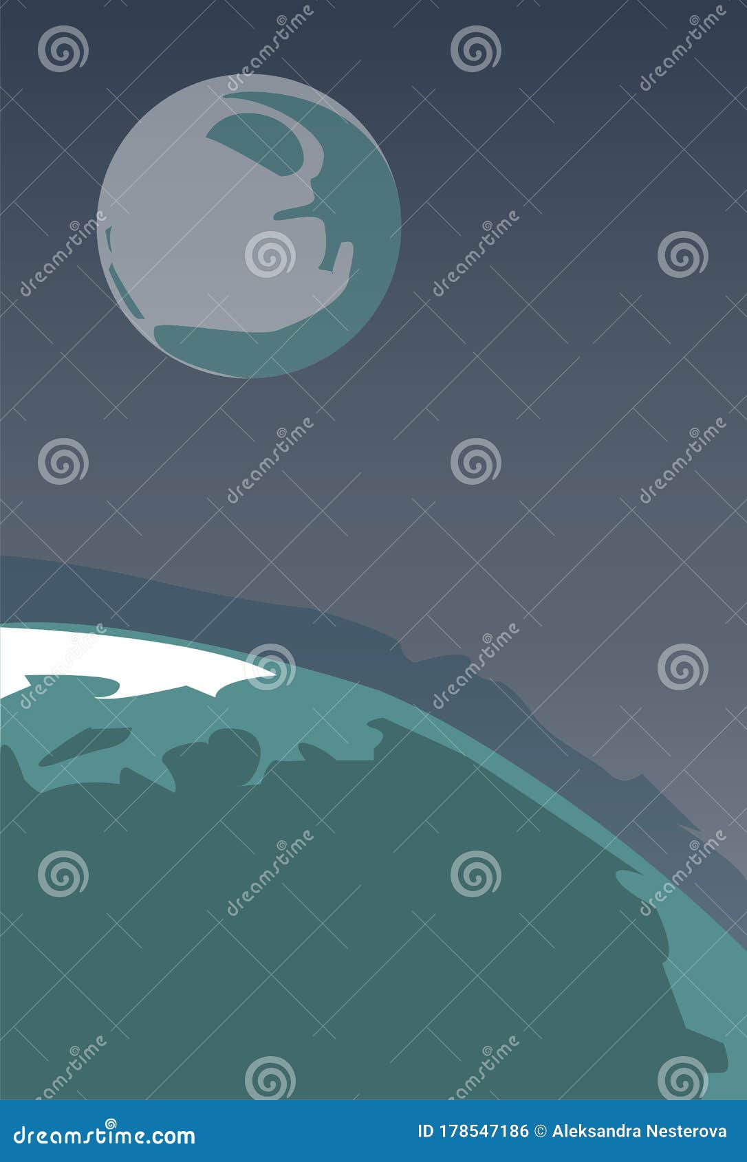 Space Landscape Vector Illustration, Vector, Card with Space Stock ...