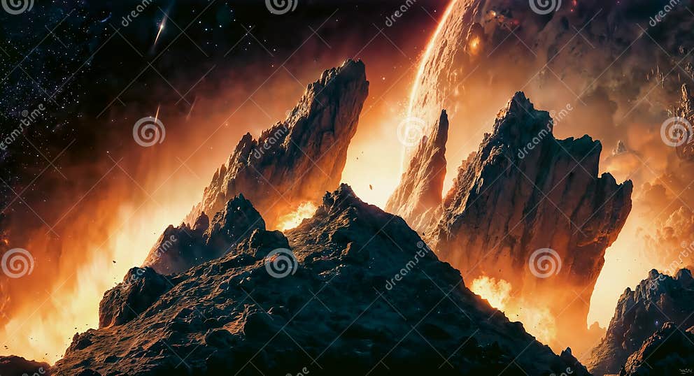 Space Landscape - a View of an Epic Space Disaster, a Collision of ...