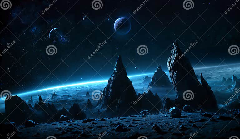 Space Landscape - View of the Surface of a Planet or Asteroid. Space ...