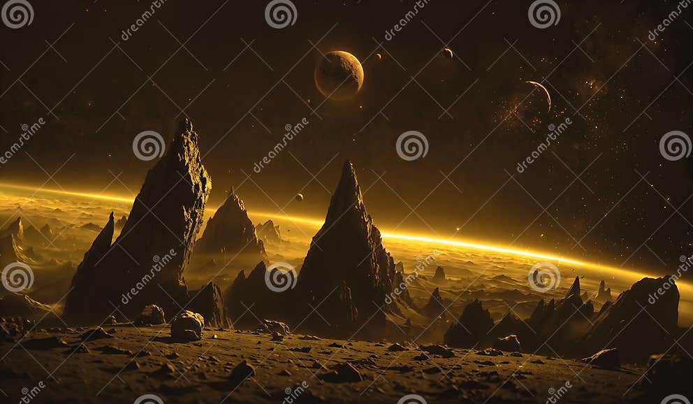 Space Landscape - View of the Surface of a Planet or Asteroid. Space ...