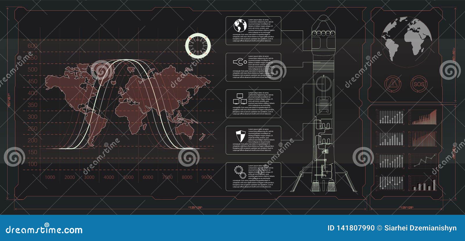 Space Launch Interface Rockets, Graphic Display Control the Pallet ...